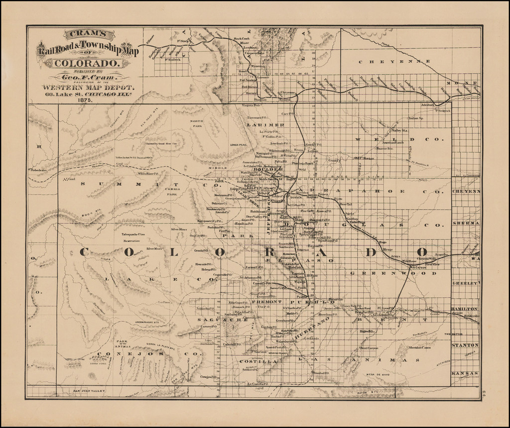 Cram's Rail Road & Township Map of Colorado . . . 1875 - Barry Lawrence ...