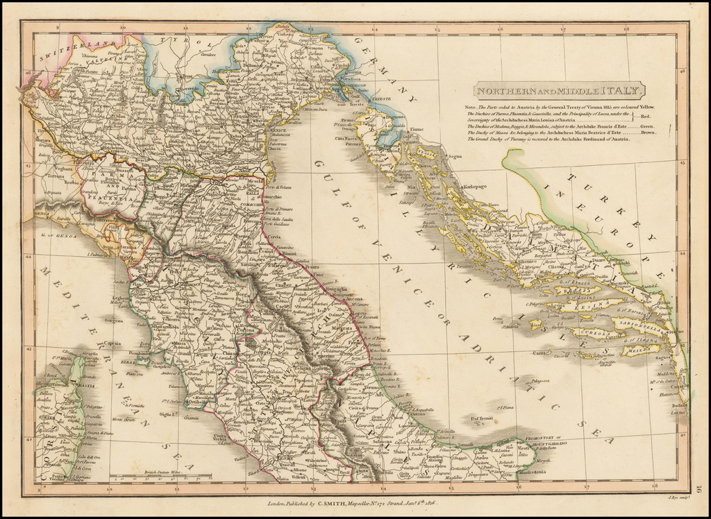 Northern and Middle Italy - Barry Lawrence Ruderman Antique Maps Inc.