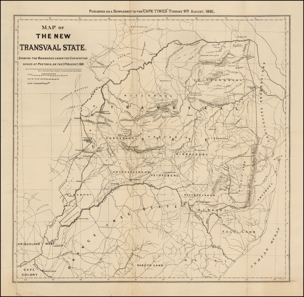 Mapa De Transvaal, Sudáfrica