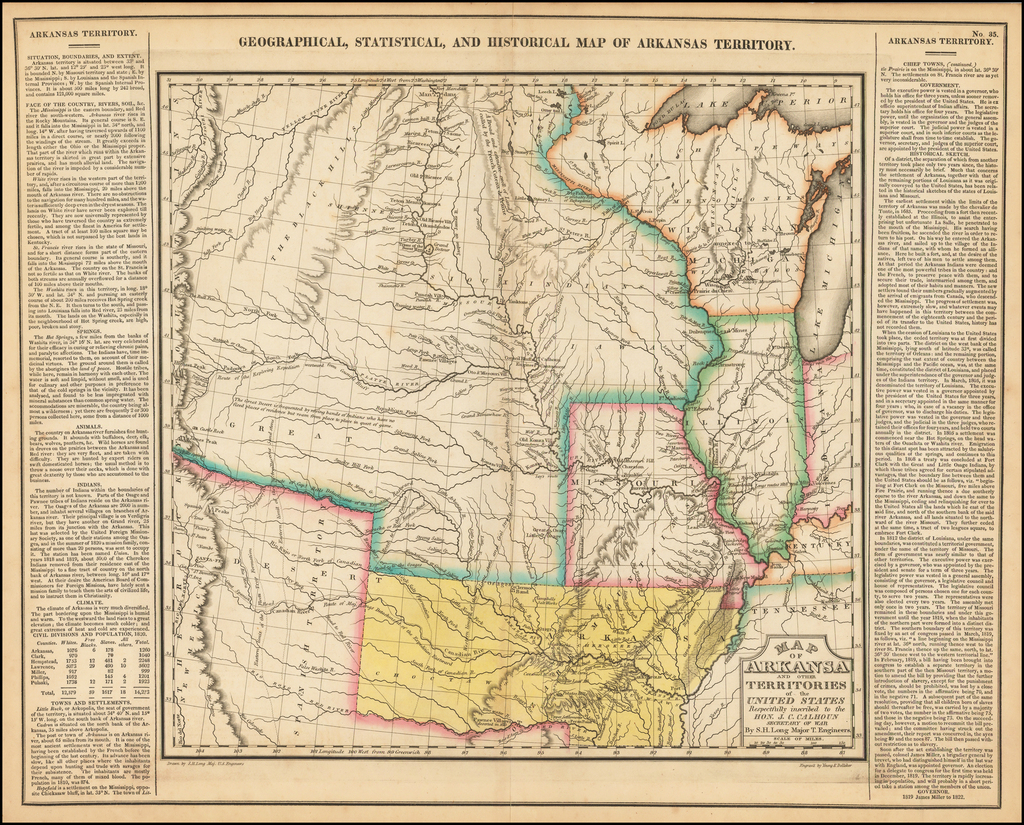 Geographical, Statistical and Historical Map of Arkansas Territory ...