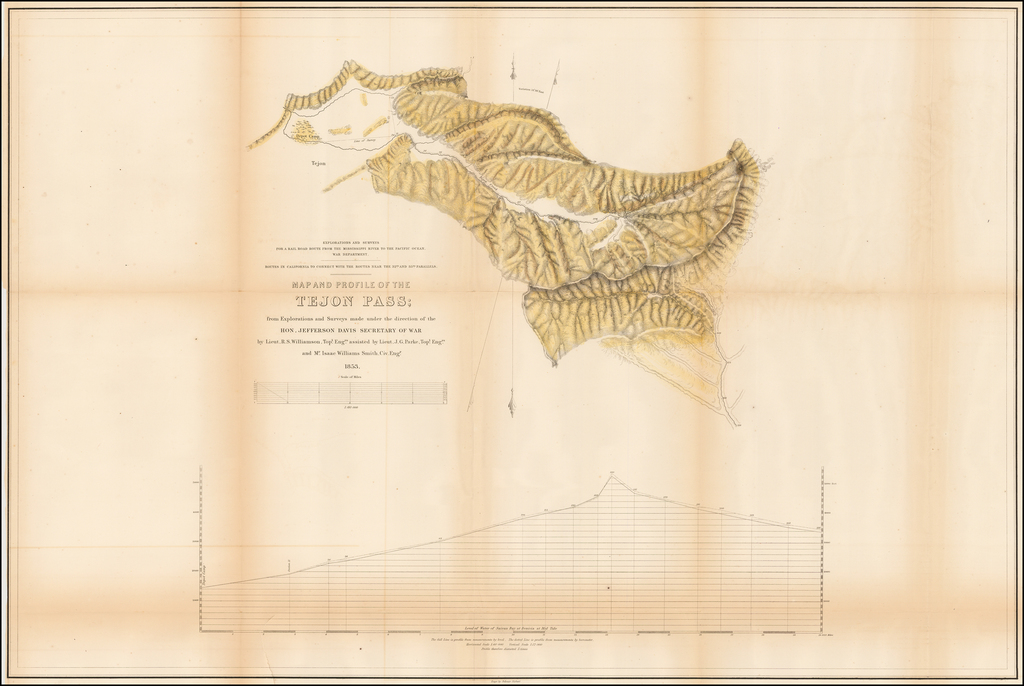 Map and Profile of the Tejon Pass; from Explorations and Surveys ...