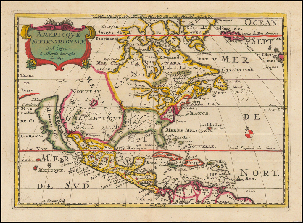 Sanson Map Of North America - United States Map