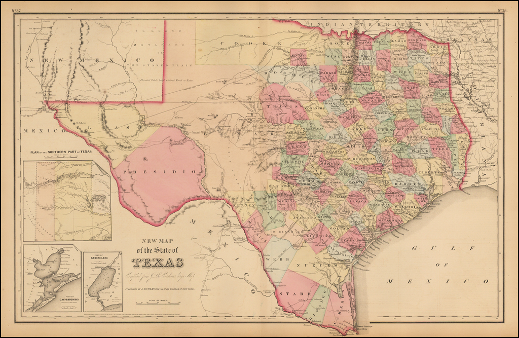 New Map of the State of Texas Compiled From De Cordova's Large Map ...