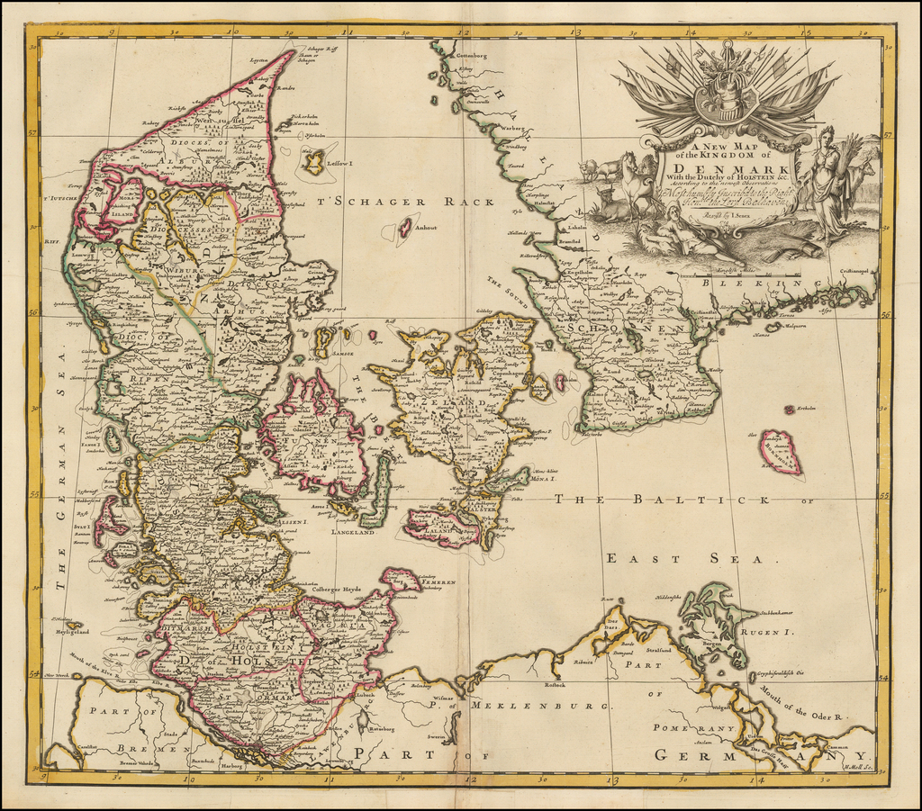 A New Map of the Kingdom of Denmark With the Dutchy of Holstein &c ...