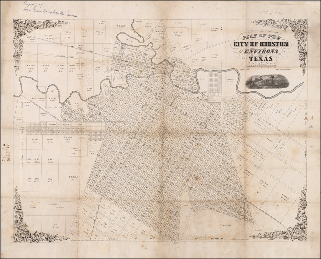 Plan of the City of Houston and Environs, Texas - Barry Lawrence ...
