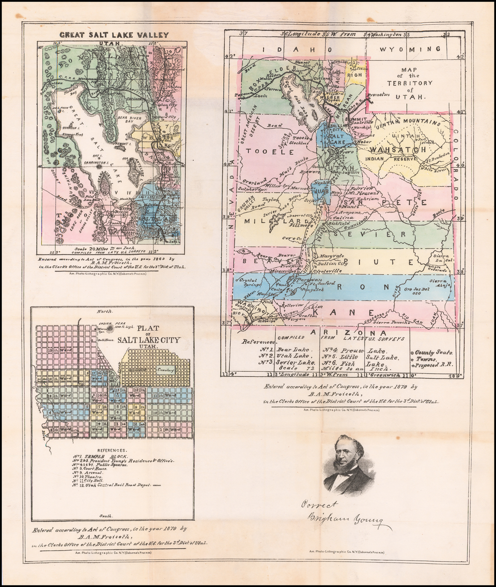 Map of the Territory of Utah [with] Great Salt Lake Valley [with] Plat ...