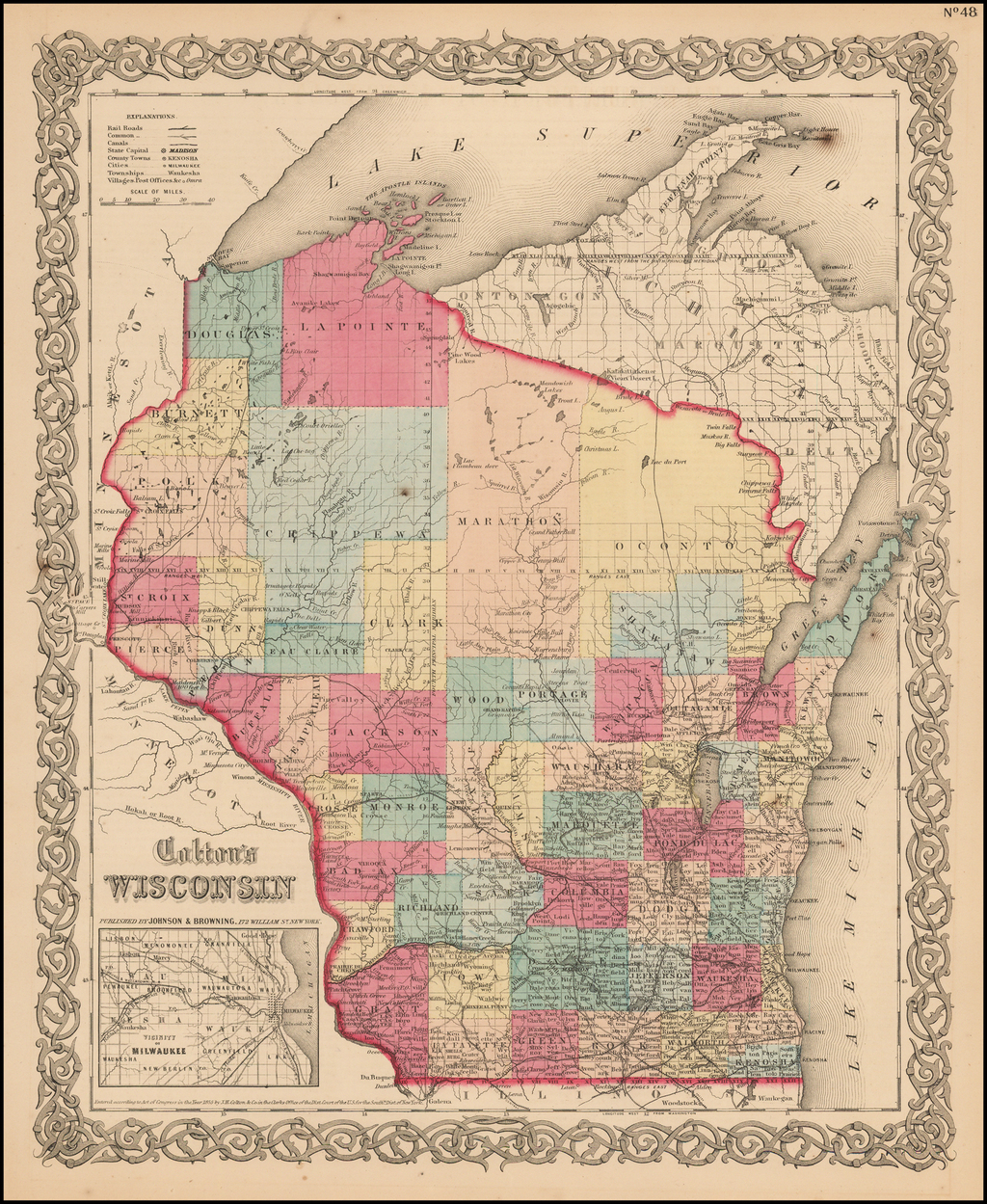 Colton's Wisconsin - Barry Lawrence Ruderman Antique Maps Inc.