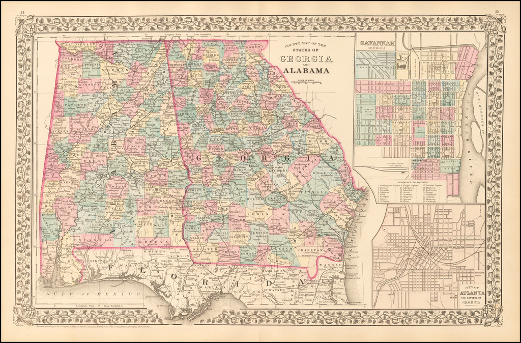 County Map of the States of Georgia and Alabama [Insets of Atlanta and ...