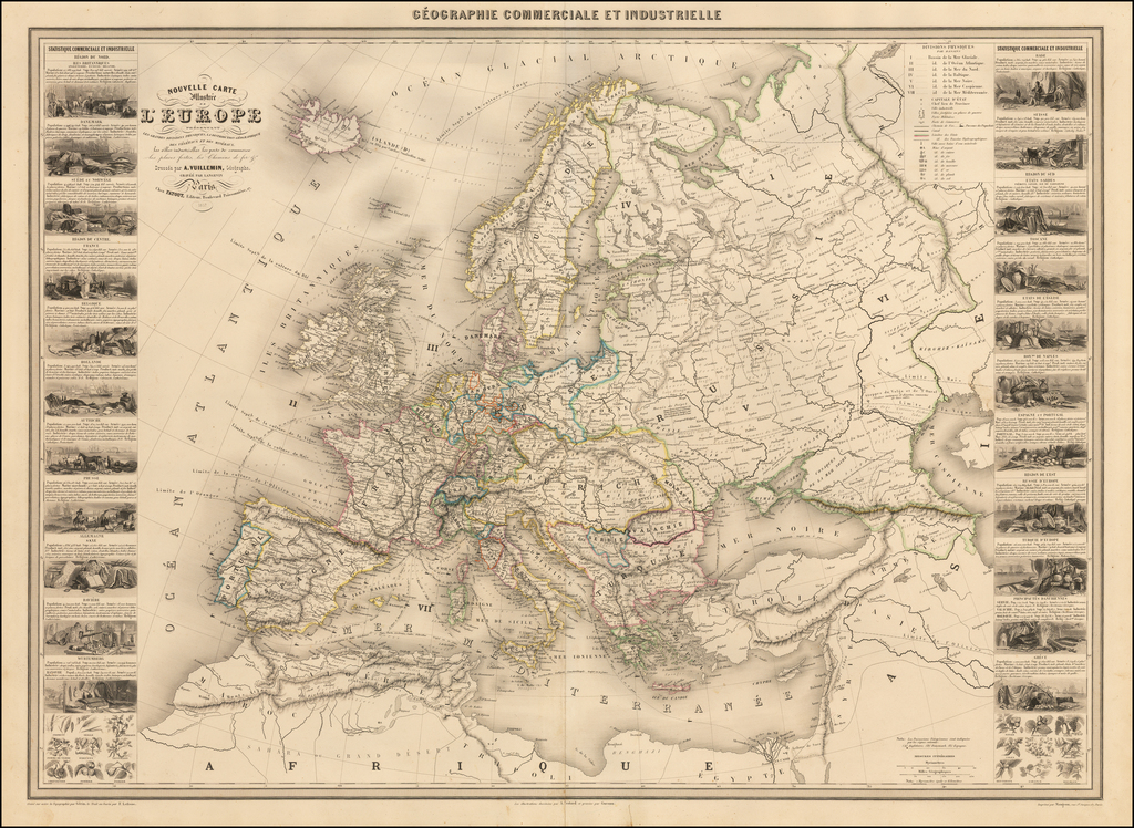 Nouvelle Carte Illustree de L'Europe . . . 1857 (Decorative Vignettes ...