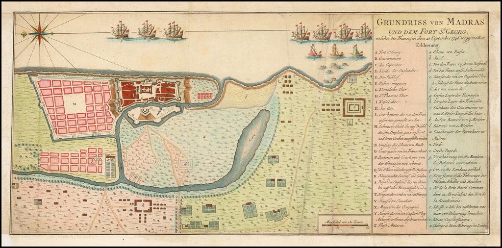 Grundriss von Madras und dem Fort St. Georg welches die Franzosen dem ...