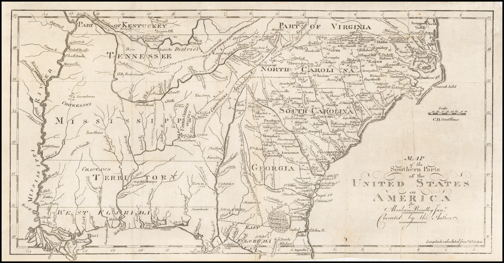 Map of the Southern Parts of the United States of America By Abraham ...