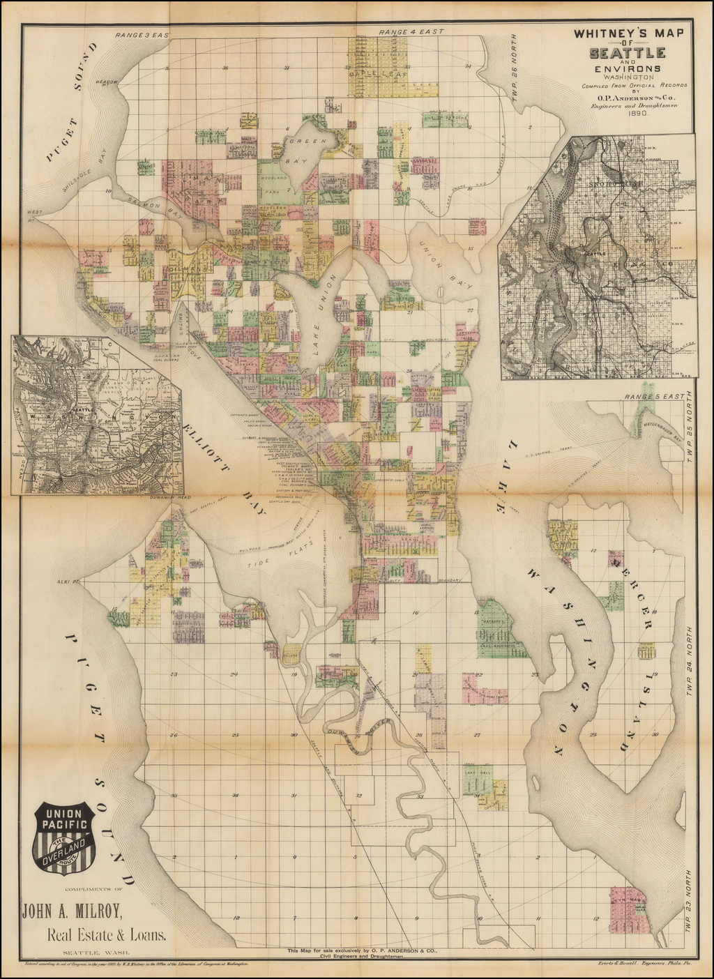 Whitney's Map of Seattle and Environs, Washington. Compiled From ...