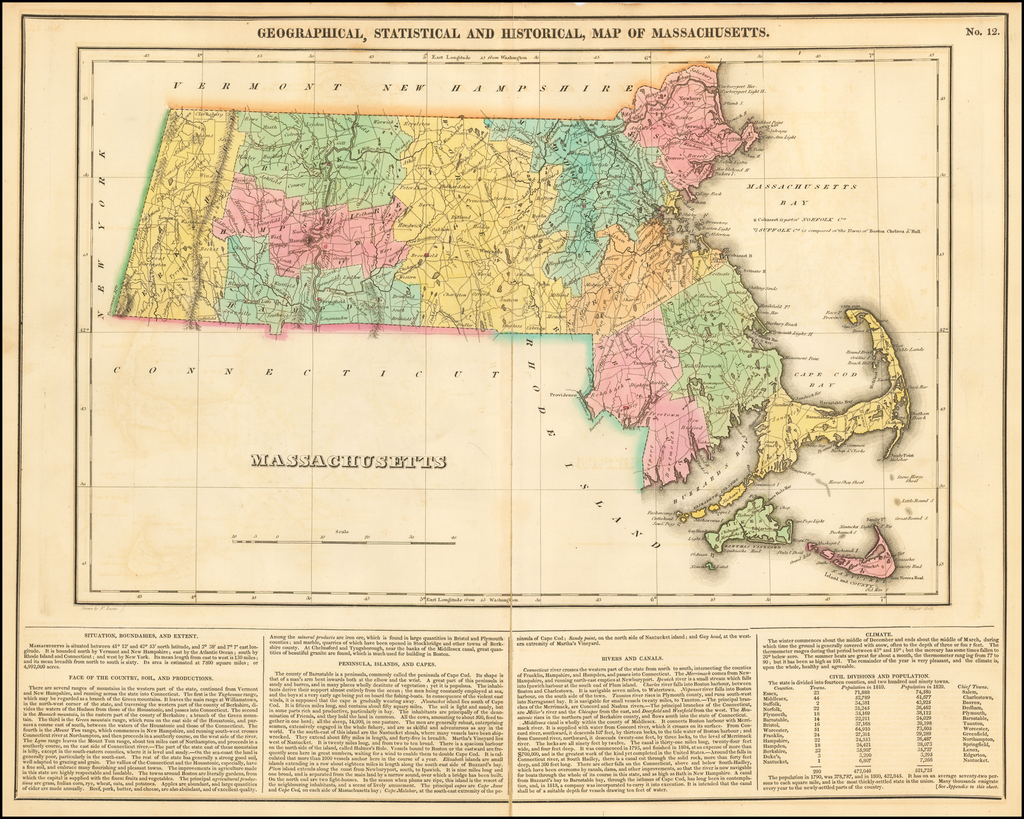 Geographical, Historical and Statistical Map of Massachusetts - Barry ...