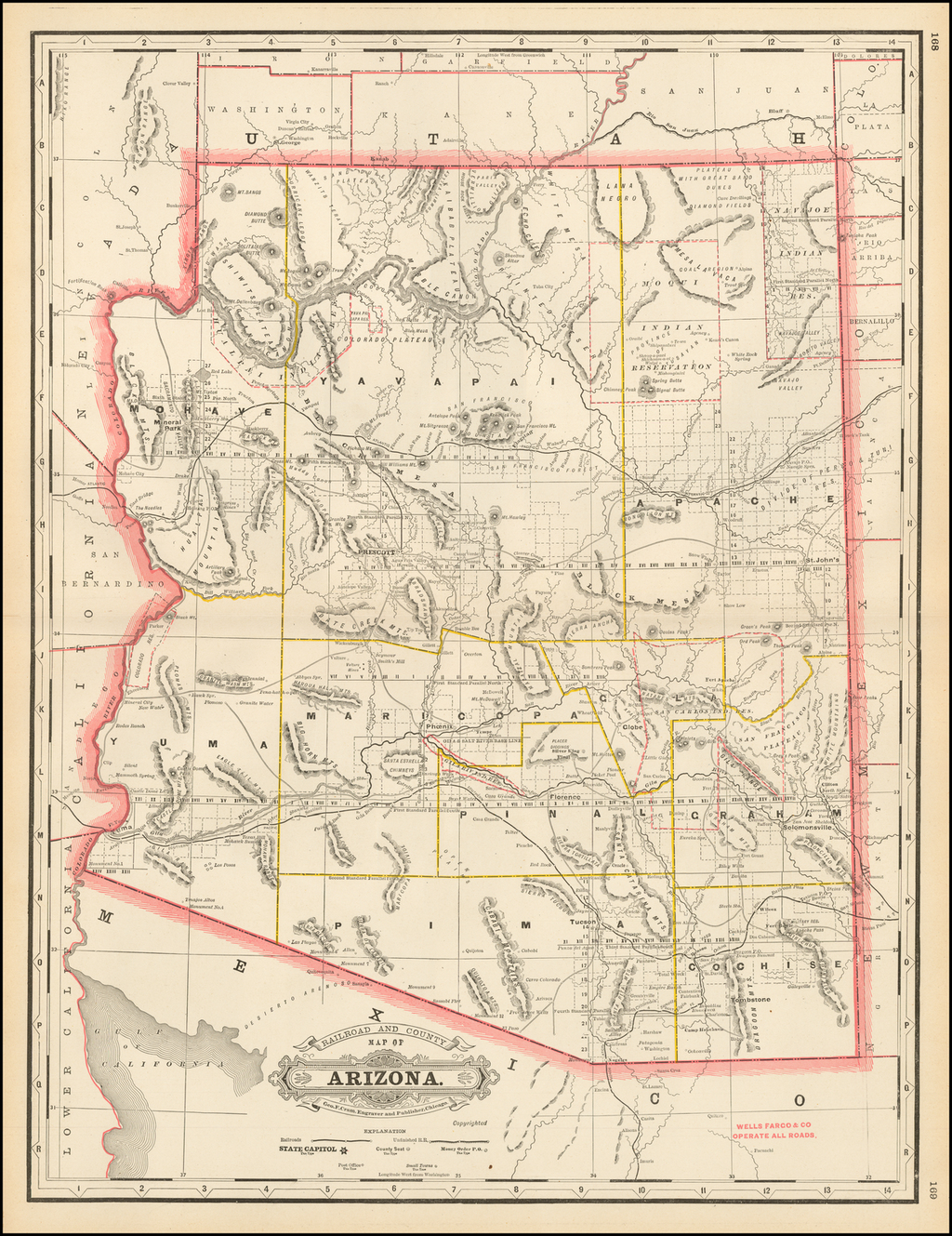 Railroad and County Arizona - Barry Lawrence Ruderman Antique Maps Inc.