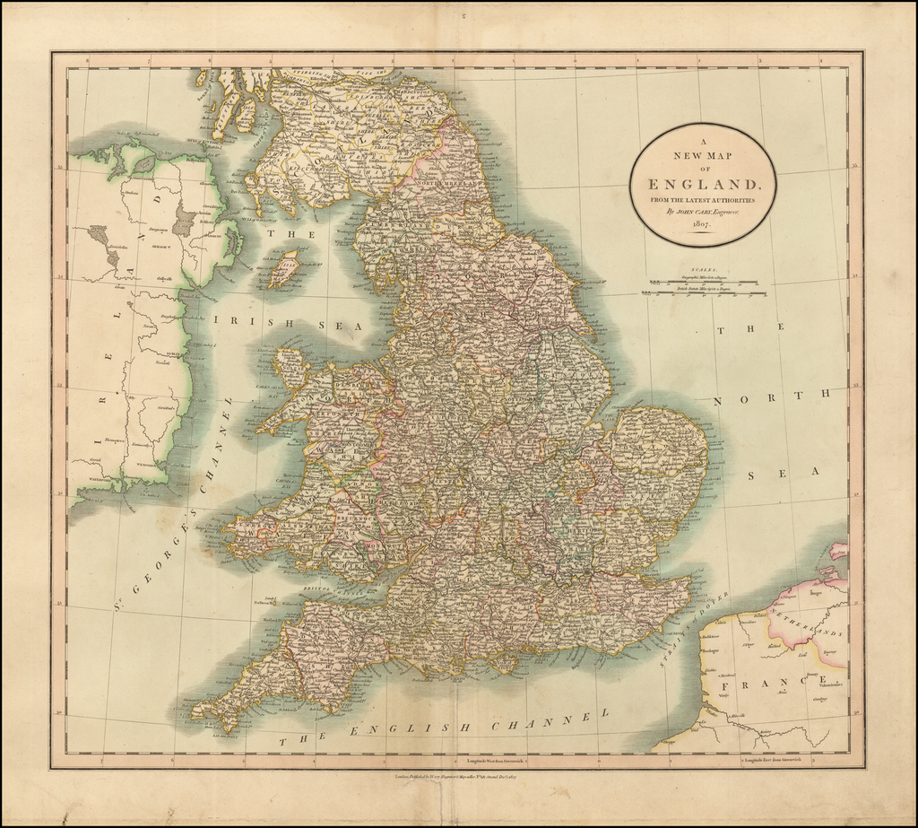 A New Map of England, from the Latest Authorities . . . 1807 - Barry ...