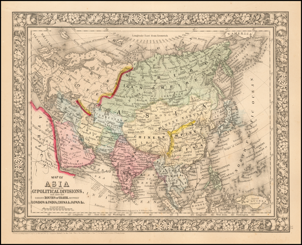 Map of Asia Showing its Gt. Political Divisions and...Routes of Travel ...