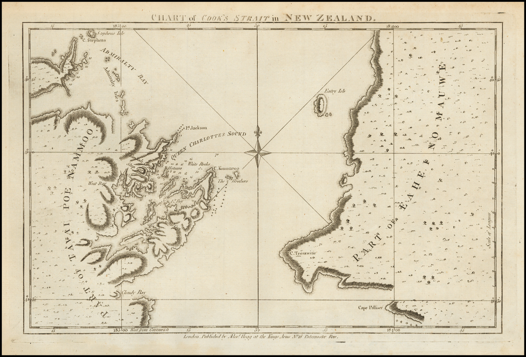 Chart of Cook's Strait in New Zealand - Barry Lawrence Ruderman Antique ...