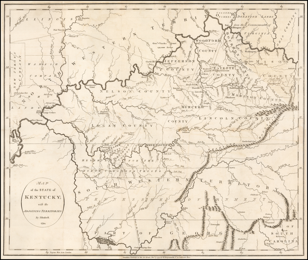 Map of the State of Kentucky with the Adjoining Territory By J. Russell ...