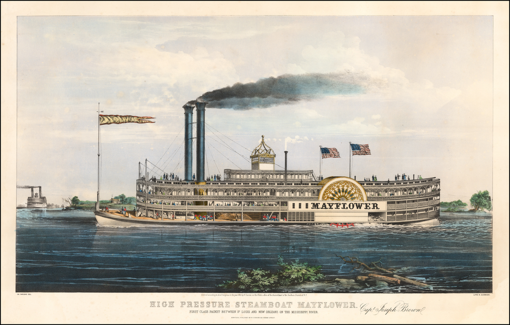 High Pressure Steamboat Mayflower First Class Steam Packet Between St ...