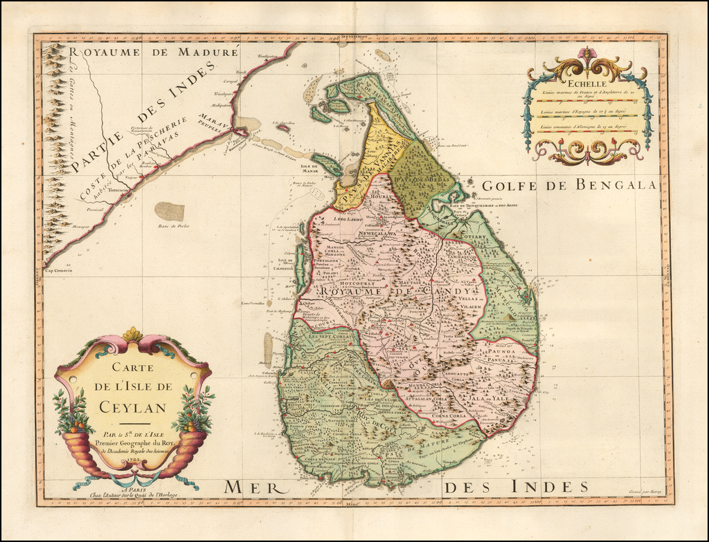 Carte De L'Isle De Ceylan . . . 1722 - Barry Lawrence Ruderman Antique ...