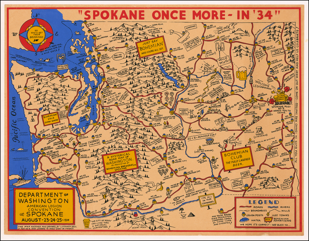 Old Road Map Spokane Map CDR Spokane County + Spokane city WA detailed ...