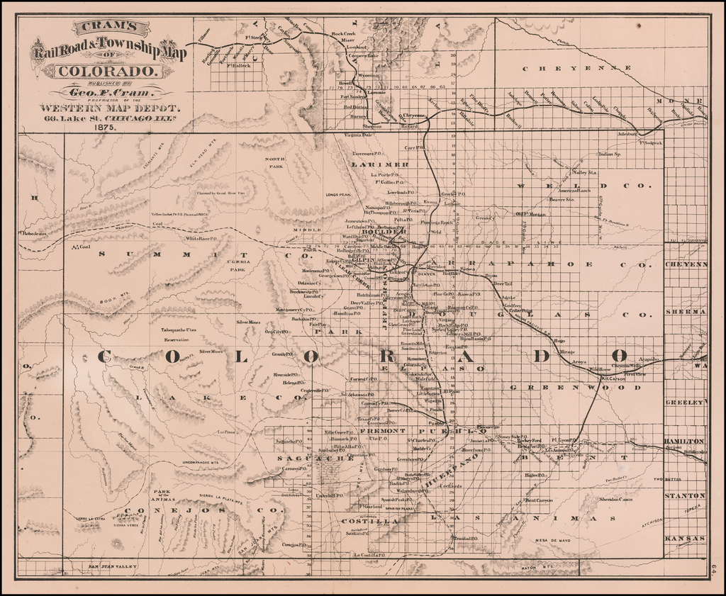 Cram's Rail Road & Township Map of Colorado . . . 1875 - Barry Lawrence ...