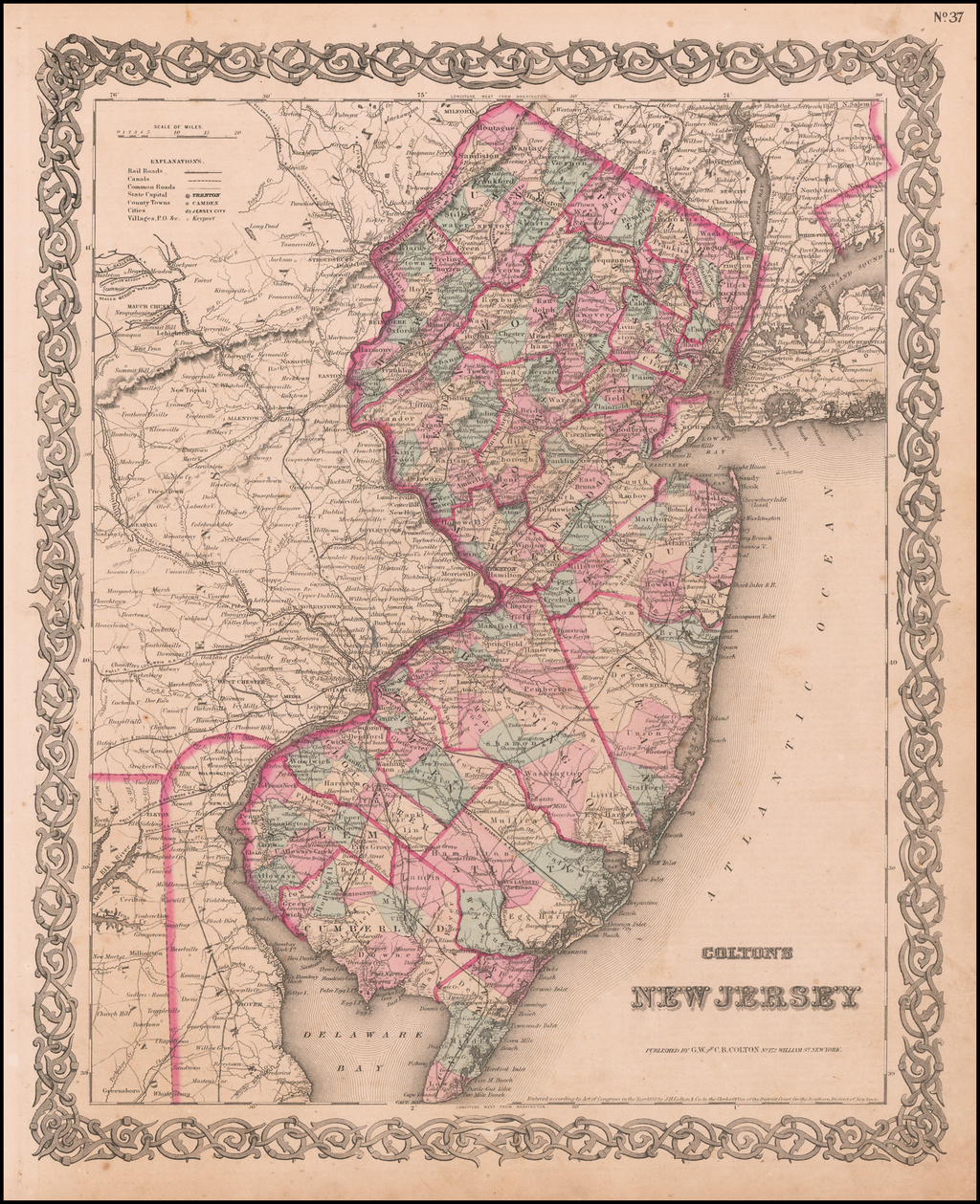 Colton's New Jersey - Barry Lawrence Ruderman Antique Maps Inc.