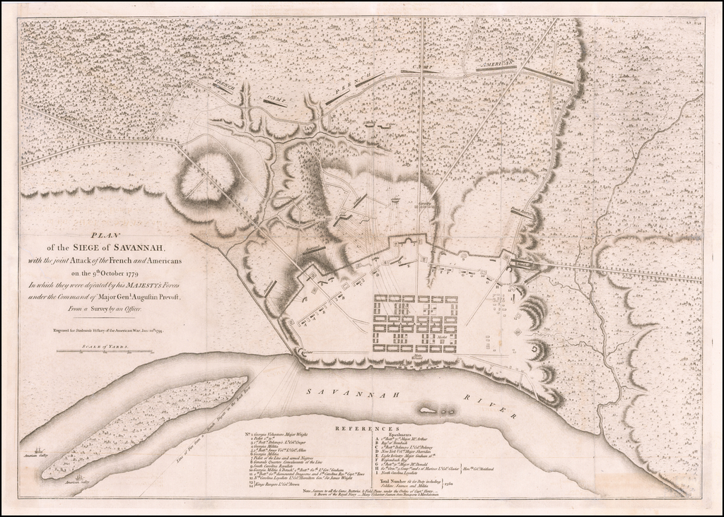 Plan of the Siege of Savannah, with the joint Attack of the French and ...