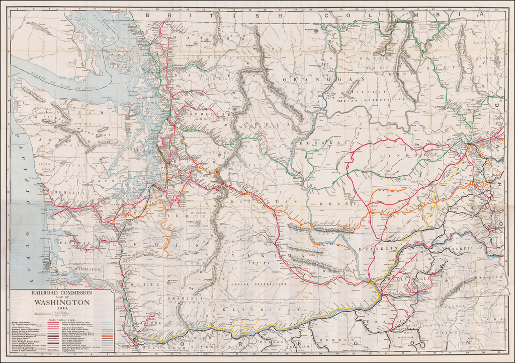 Railroad Commission Map of Washington 1910. - Barry Lawrence Ruderman ...