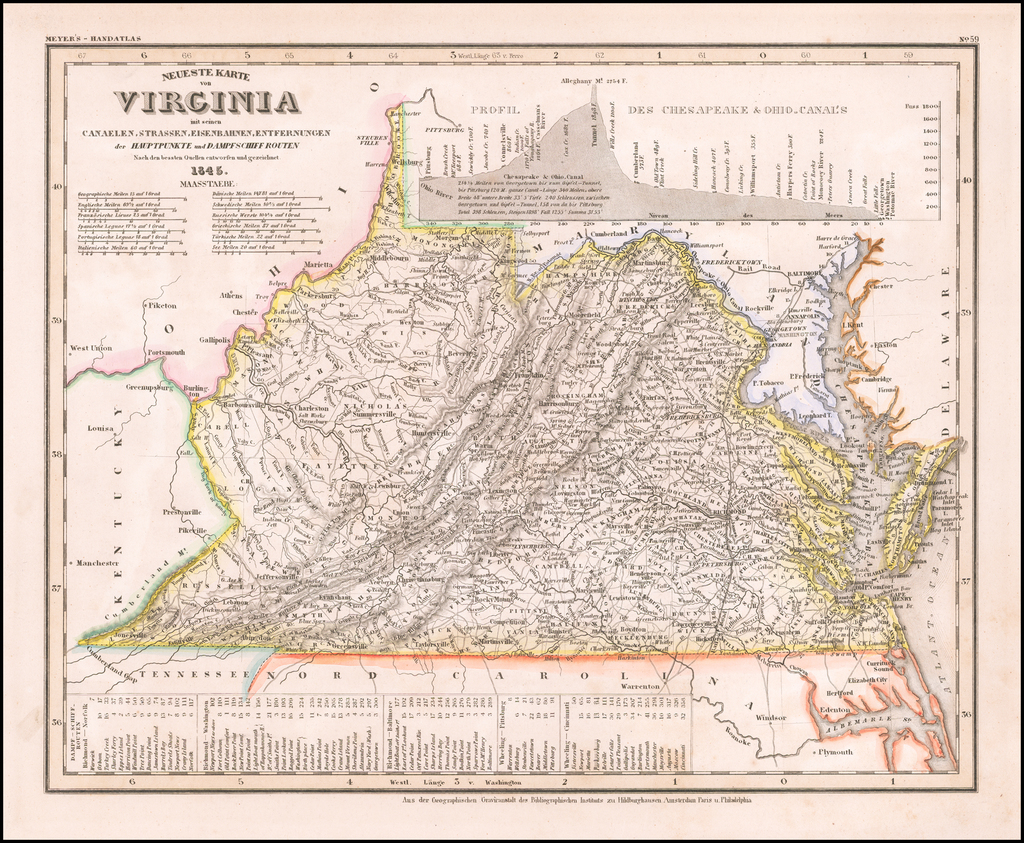 Neueste Karte von Virginia . . . 1845 - Barry Lawrence Ruderman Antique ...