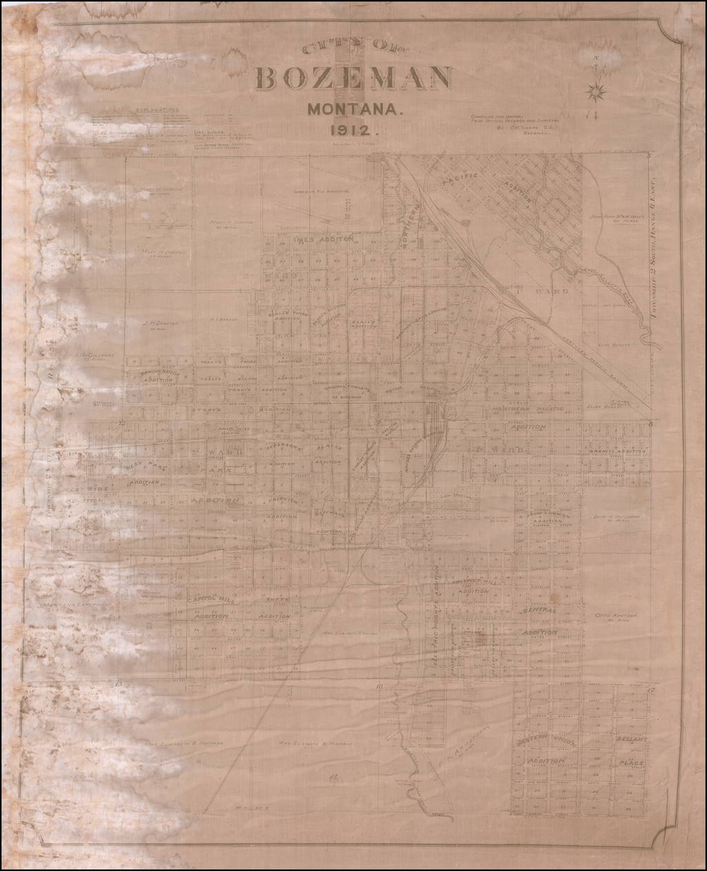 City of Bozeman Montana 1912 - Barry Lawrence Ruderman Antique Maps Inc.