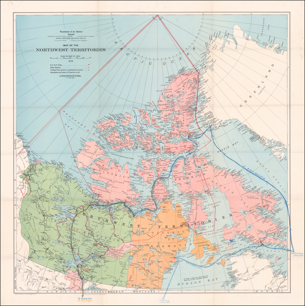 [Route of the 1938 Westward Northwest Passage Cover] Map of the ...