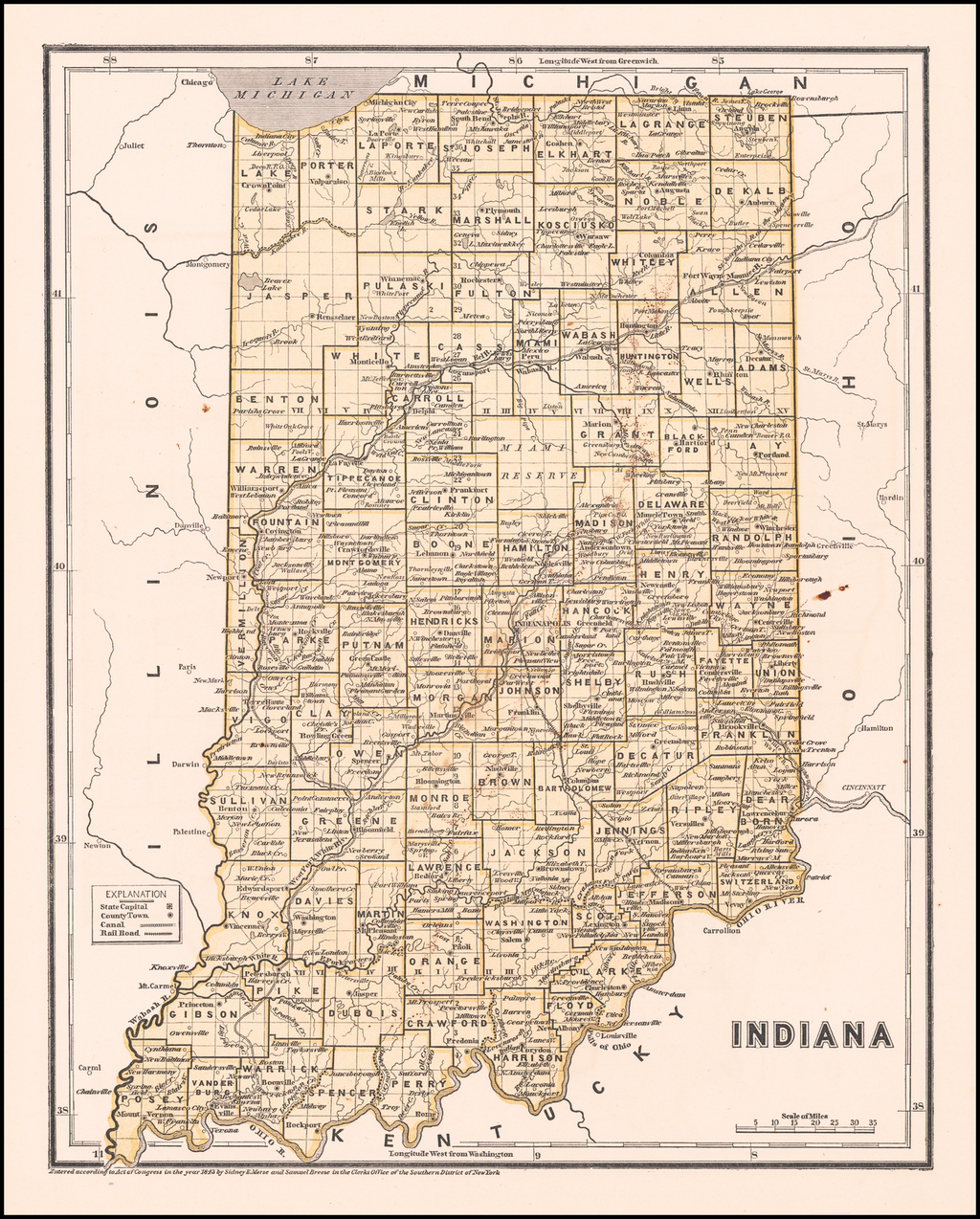 Indiana - Barry Lawrence Ruderman Antique Maps Inc.