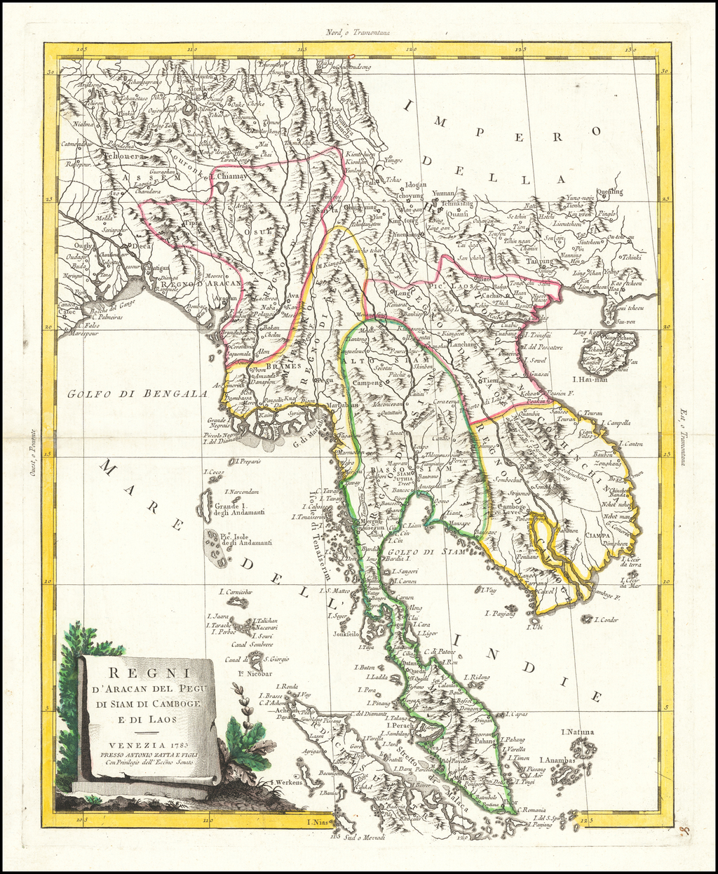 Regni D'Aracan Del Pegu Di Siam Di Camboge E Di Laos . . . 1785 - Barry ...