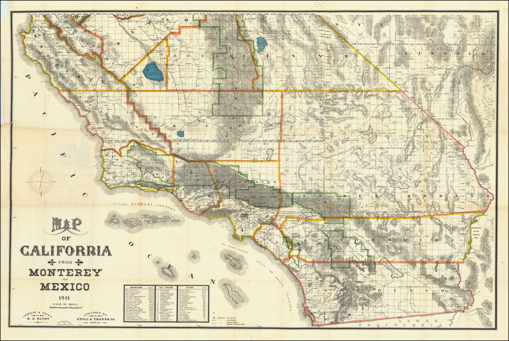 Map of California From Monterey to Mexico - Barry Lawrence Ruderman ...