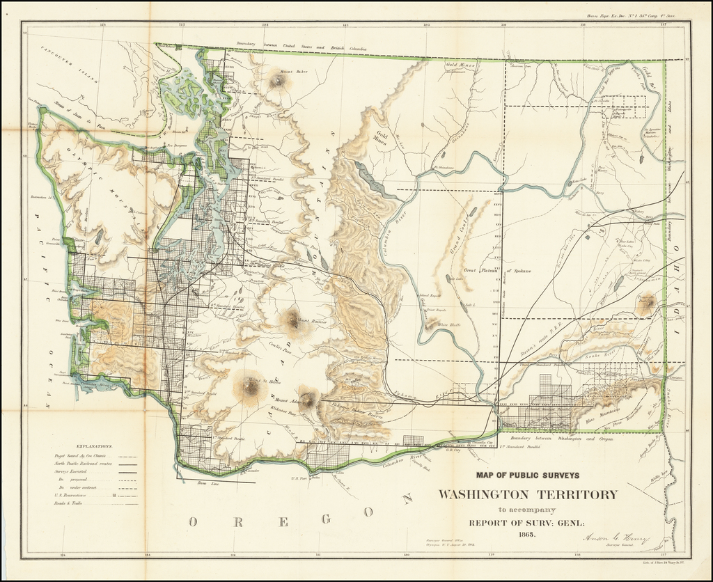 Map of Public Surveys in the Territory of Washington for the Report of ...