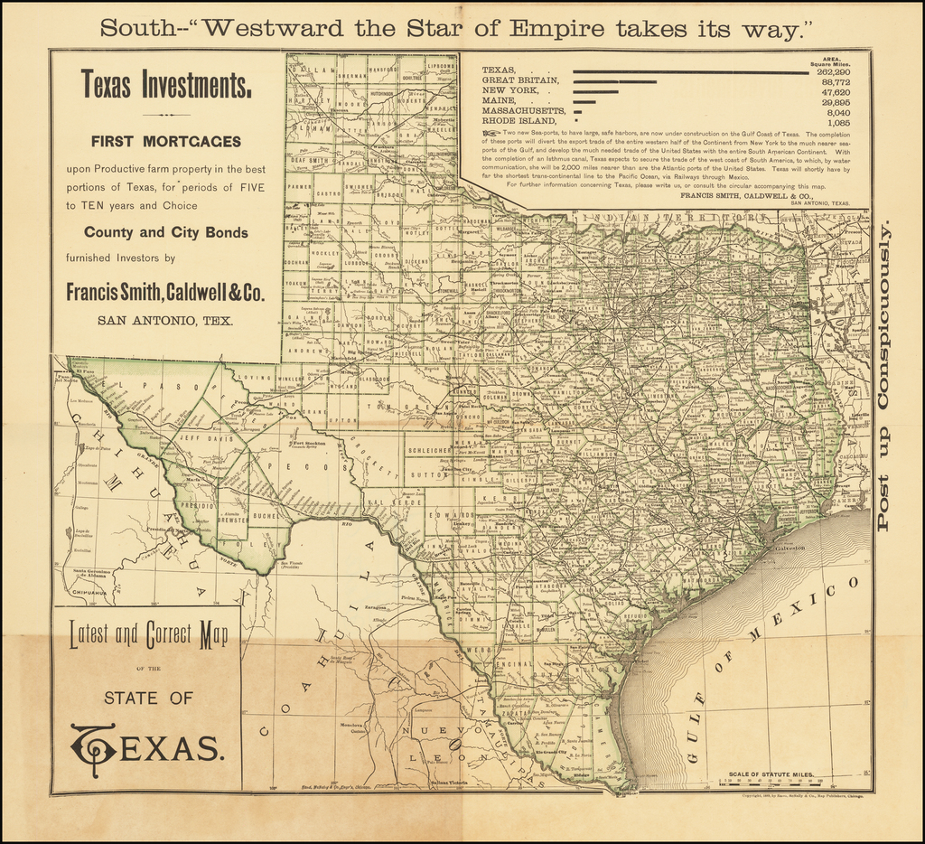 Latest and Correct Map of the State of Texas. - Barry Lawrence Ruderman ...