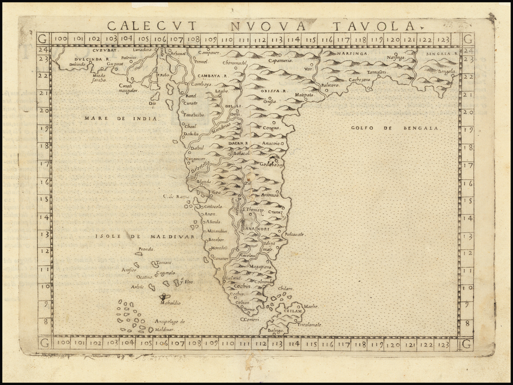 (India) . Calecut Nuova Tavola - Barry Lawrence Ruderman Antique Maps Inc.