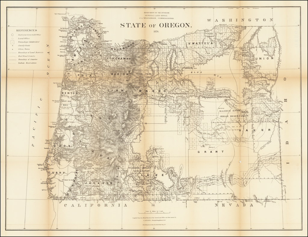 State of Oregon. 1876 - Barry Lawrence Ruderman Antique Maps Inc.