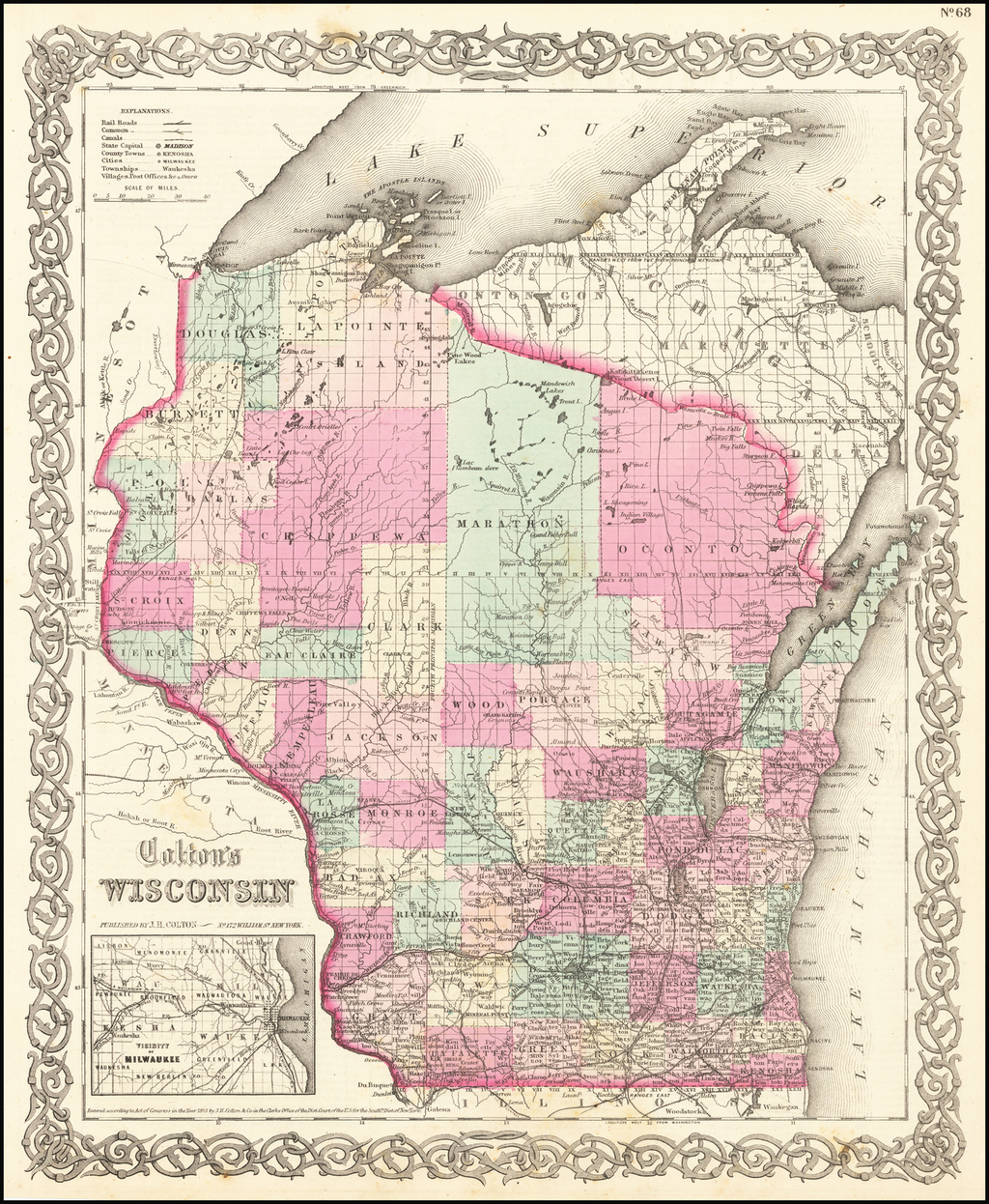 Colton's Wisconsin - Barry Lawrence Ruderman Antique Maps Inc.
