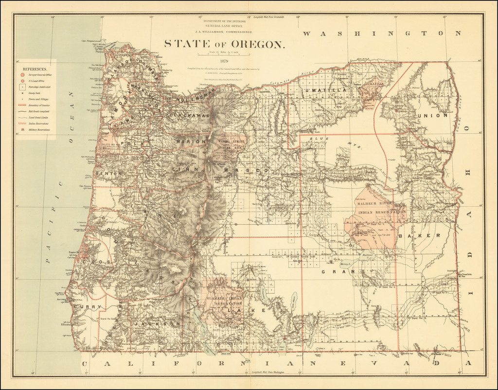 State of Oregon 1879 - Barry Lawrence Ruderman Antique Maps Inc.