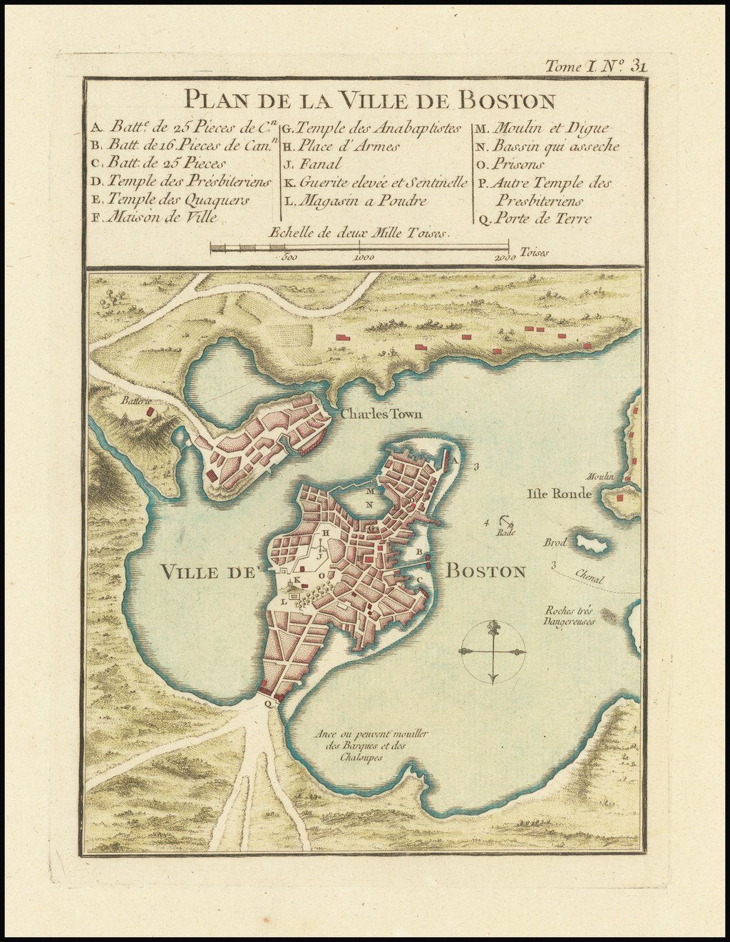 Plan De La Ville De Boston - Barry Lawrence Ruderman Antique Maps Inc.