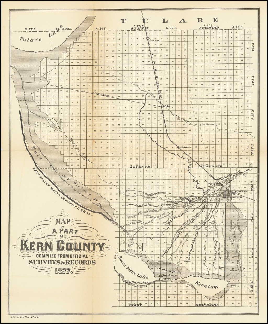 Map of A Part of Kern County Compiled From Official Surveys & Records ...