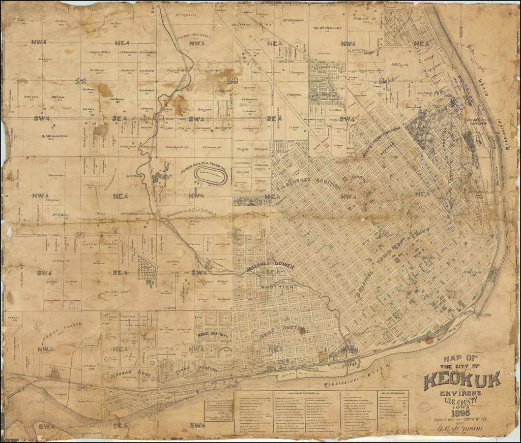 Map of the City of Keokuk and Environs Lee County Iowa 1895 Published ...