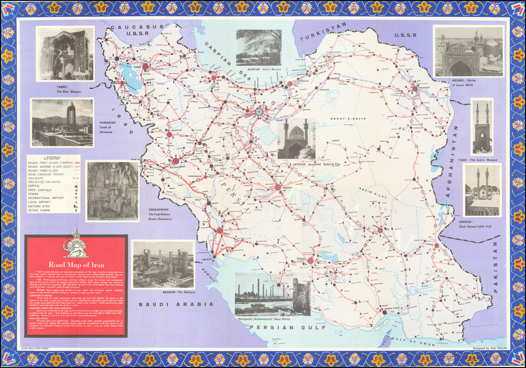 Road Map of Iran - Barry Lawrence Ruderman Antique Maps Inc.