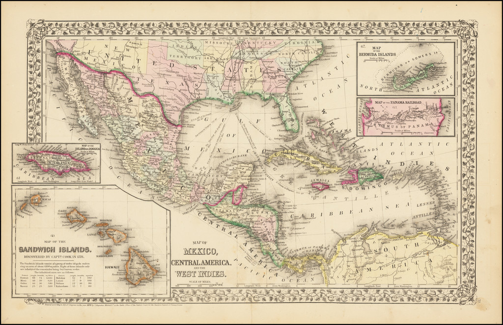 Map of Mexico, Central America, and the West Indies [Insets of Bermuda ...