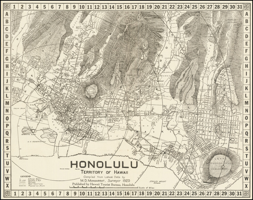 Honolulu Map 1950 Vintage Map Of Hawaii Posters & Prints | Zazzle