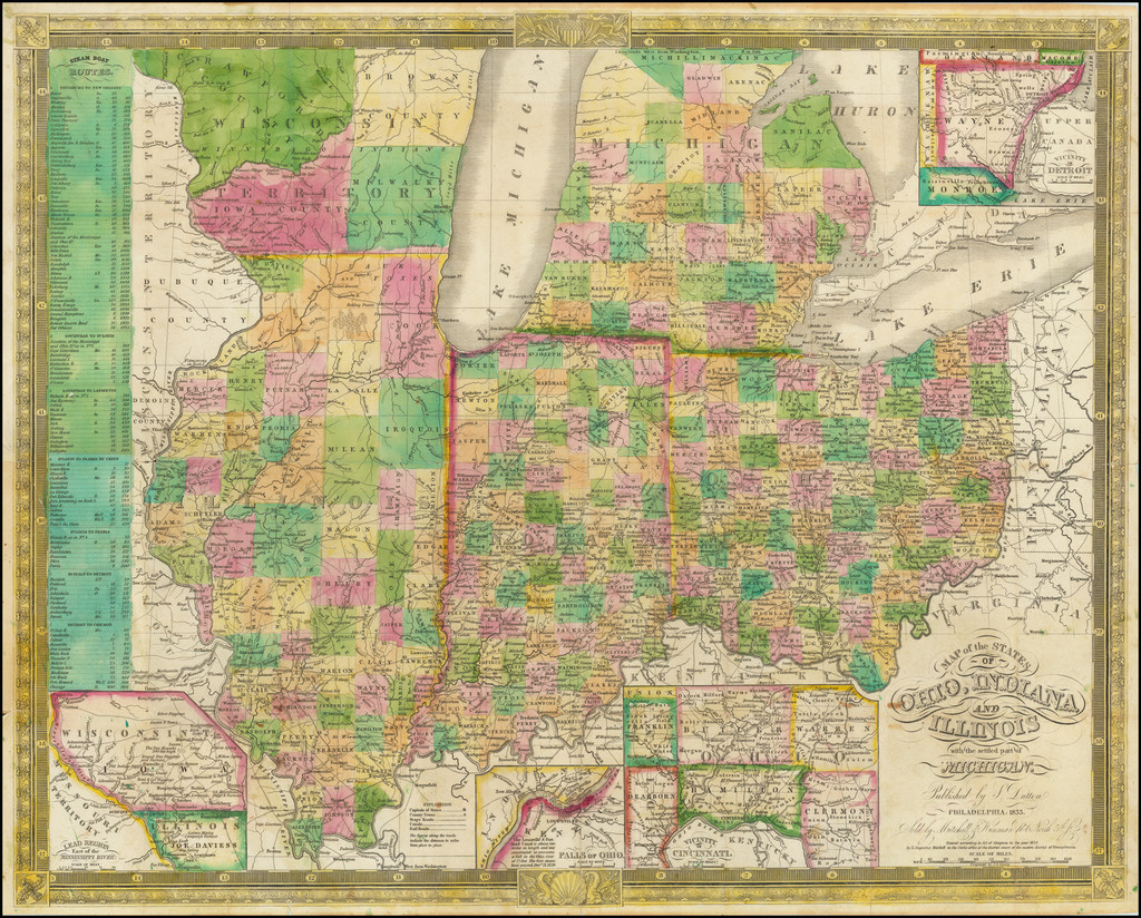 Map of the States of Ohio, Indiana, and Illinois with the settled part ...