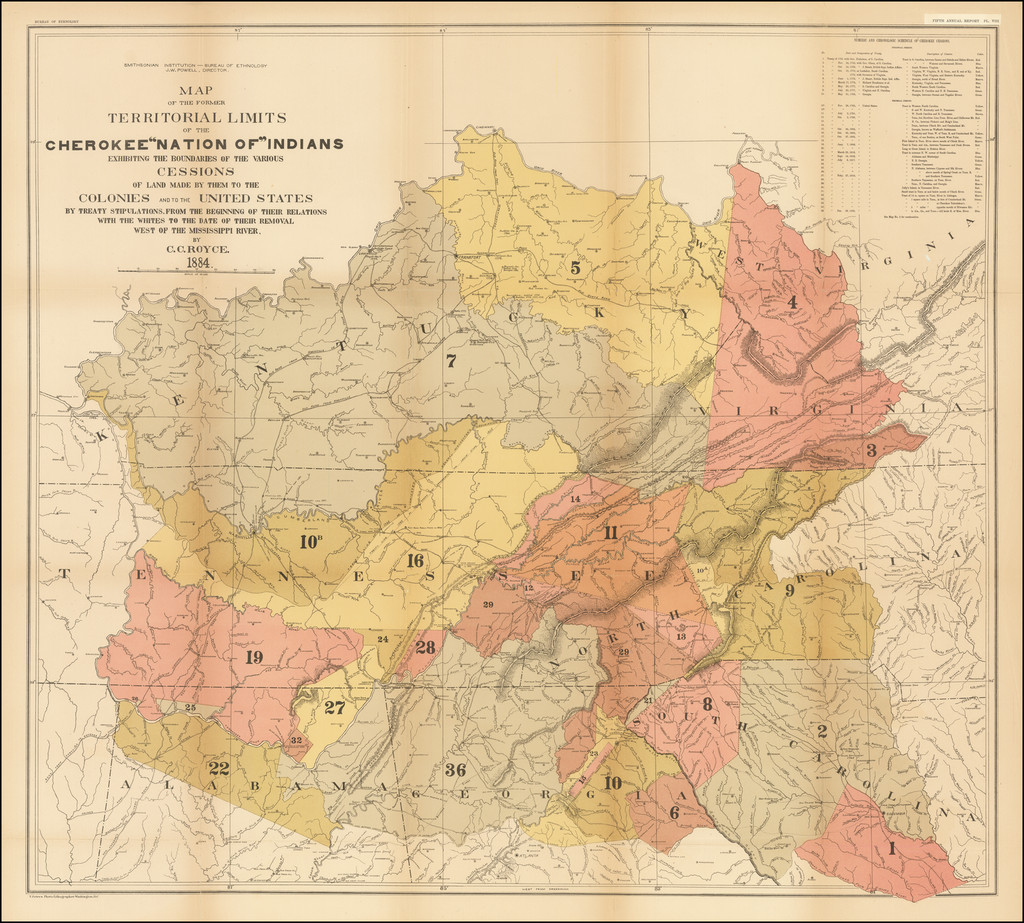 Map of the Former Territorial Limits of the Cherokee Nation of Indians ...