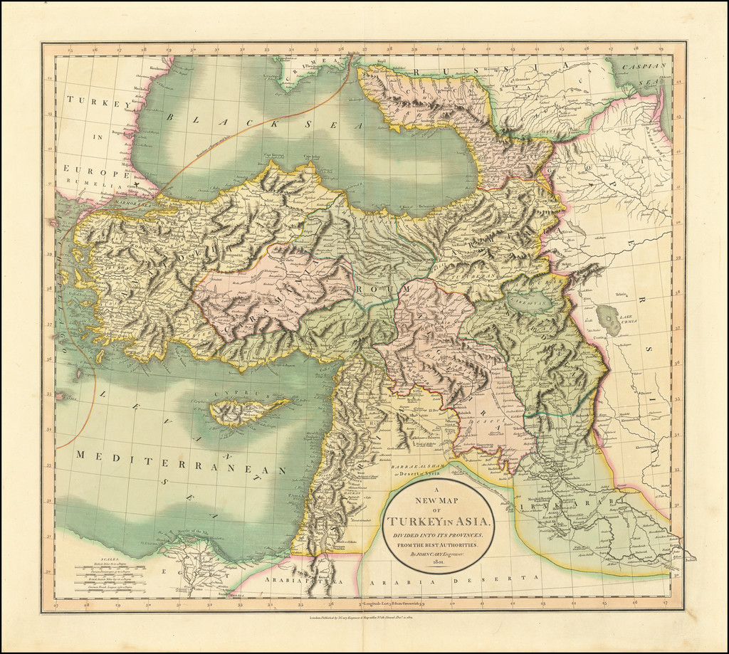 A New Map of Turkey In Asia, Divided into its Provinces . . . 1801 ...